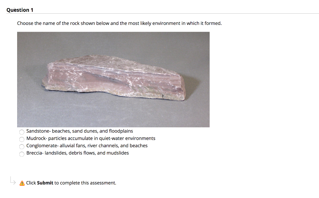 Solved Choose the name of the rock shown below and the most | Chegg.com
