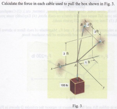 Solved Calculate the force in each cable used to pull the | Chegg.com
