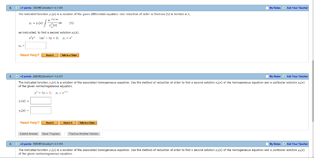 The Indicated Function Y1x Is A Solution Of