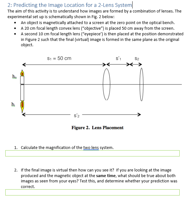 Solved Predicting the Image Location for a 2-Lens System | Chegg.com