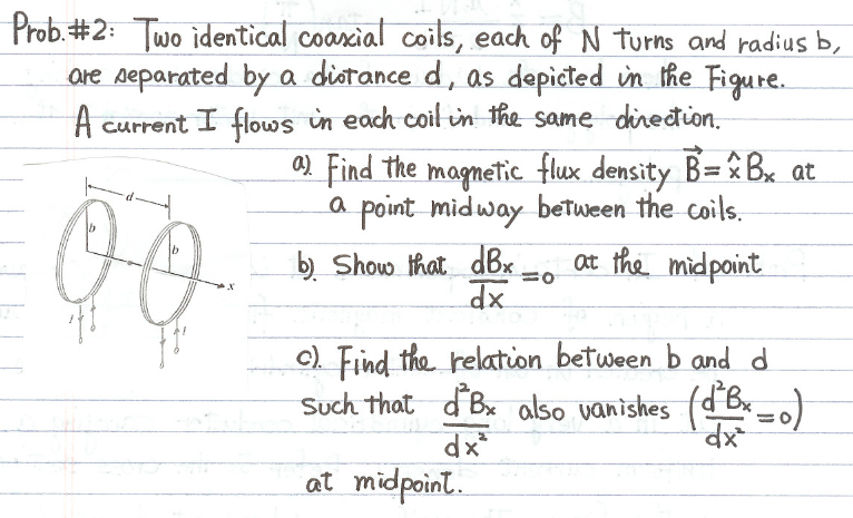 Solved Two identical coaxial coils, each of N turns and | Chegg.com