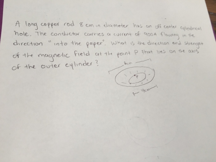 Solved A long cooper rod 8 cm in diameter has an off center | Chegg.com