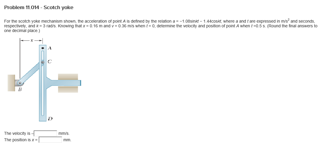Solved For the scotch yoke mechanism shown, the acceleration | Chegg.com