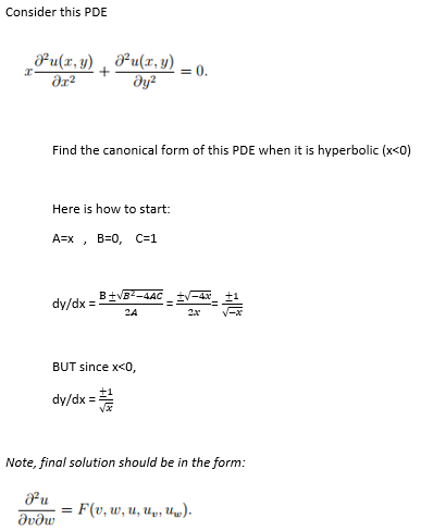Solved Consider this PDE T, y 0. Find the canonical form of | Chegg.com
