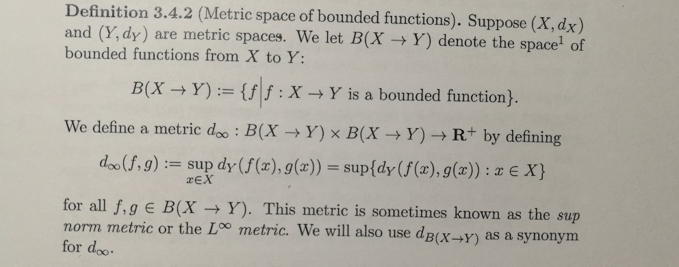 Solved Definition 3 4 2 Metric Space Of Bounded Functions