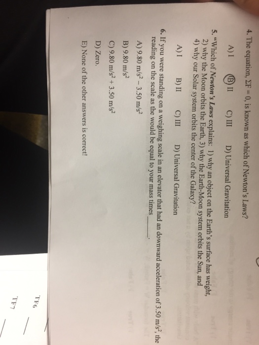 Solved The equation, sigma F = 0, is known as which of | Chegg.com