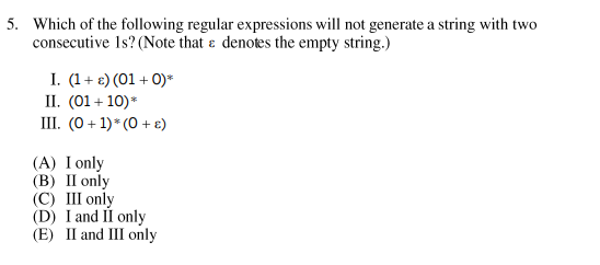 Solved 5. Which of the following regular expressions will | Chegg.com