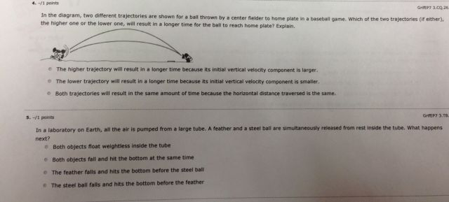 Solved In the diagram, two different trajectories are shown | Chegg.com