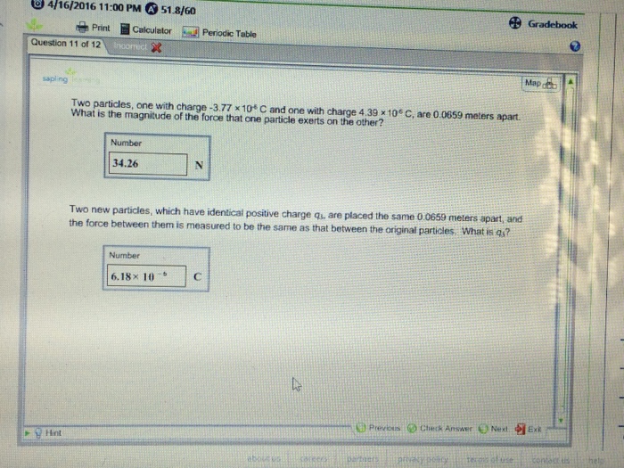 Solved Two particles. one with charge -3 77 times 10^6 C and | Chegg.com