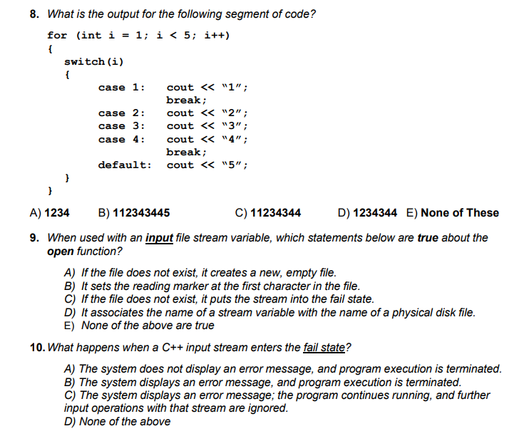 Solved 8 What Is The Output For The Following Segment Of 6107