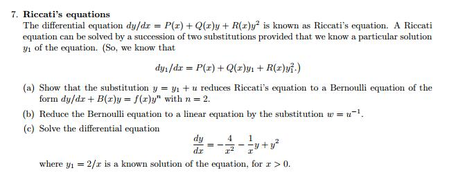Solved The differential equation dy/dx = P(x) + Q(x)y + | Chegg.com