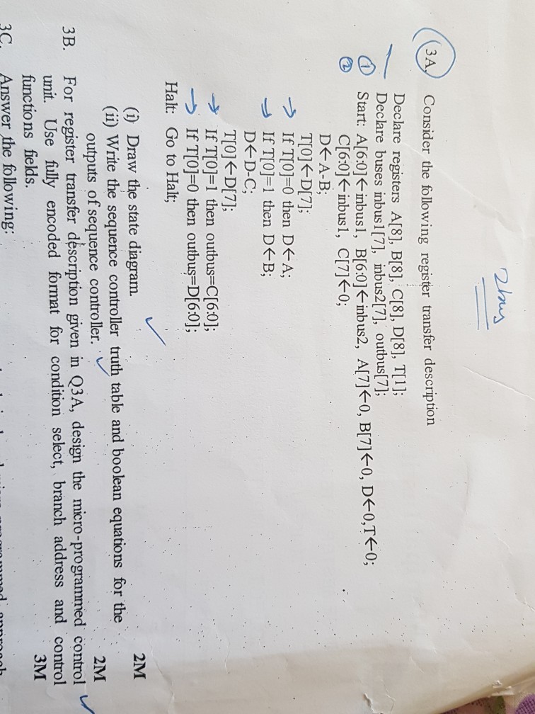 Solved 3A Consider the following register transfer | Chegg.com