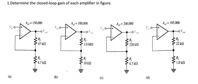 Solved Determine the closed-loop gain of each amplifier in | Chegg.com Solved Determine the closed-loop gain of each amplifier in | Chegg.com
