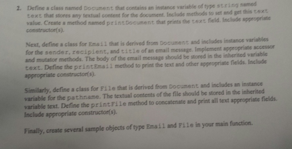 Solved Define a class named Document that contains an | Chegg.com