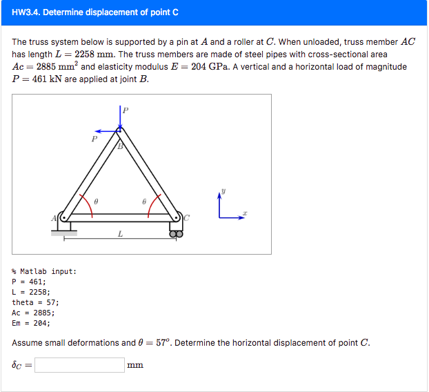 Solved HW3.4. Determine displacement of point C The truss | Chegg.com