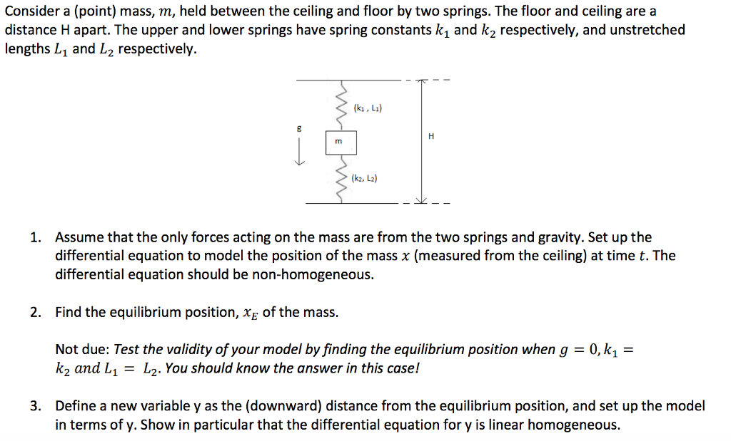 Solved Consider a (point) mass, m, held between the ceiling | Chegg.com
