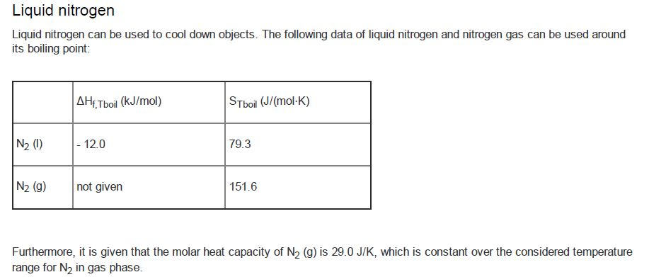 Solved Liquid nitrogen Liquid nitrogen can be used to cool | Chegg.com
