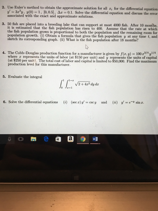 Solved Use Euler's method to obtain the approximate solution | Chegg.com