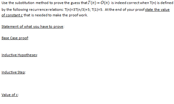Solved Use the substitution method to prove the guess that | Chegg.com