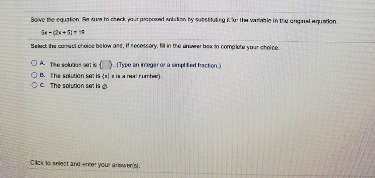 Solved Solve the equation. Be sure to check your proposed | Chegg.com