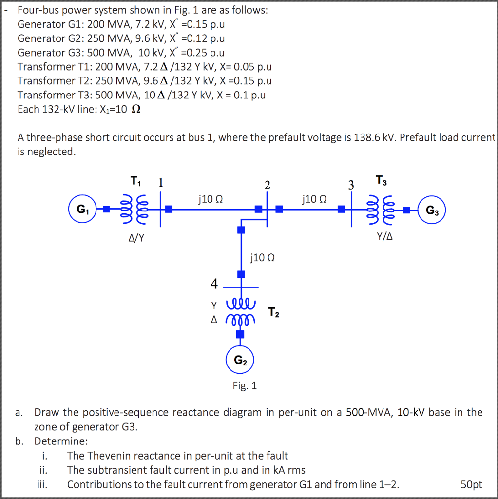 Solved Four-bus power system shown in Fig. 1 are as follows: | Chegg.com