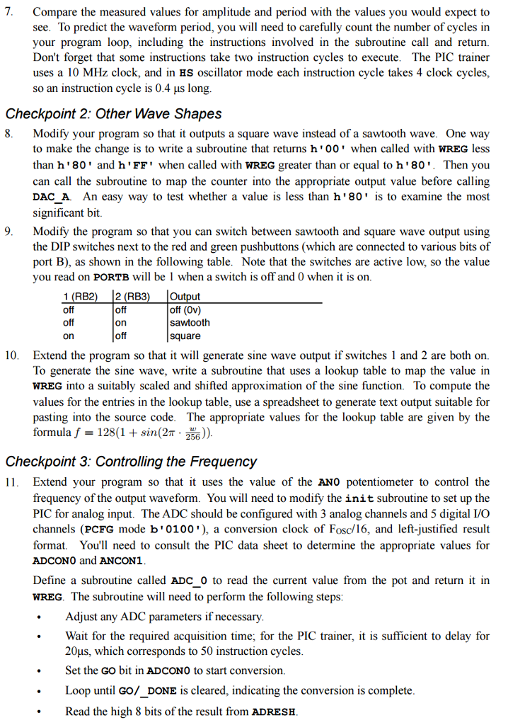 Hello, Can checkpoint 2 be done in PIC machine code | Chegg.com