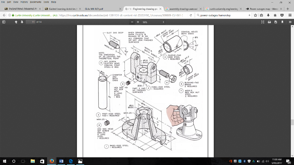 I need to draw on Autocad 17 an assembly drawing of | Chegg.com