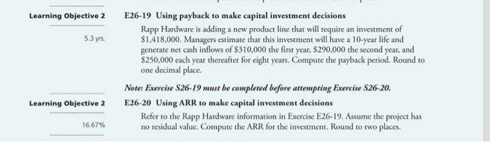 Solved E26-20 using ARR to make capital investment decisions | Chegg.com