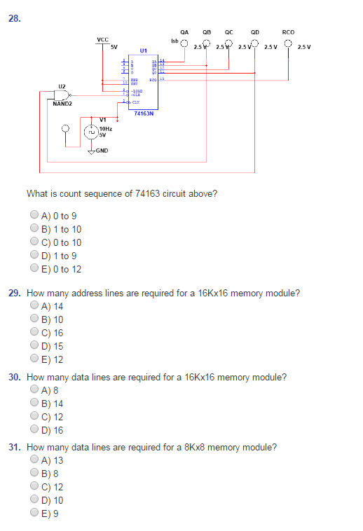 Solved What is count sequence of 74163 circuit above? 0 | Chegg.com