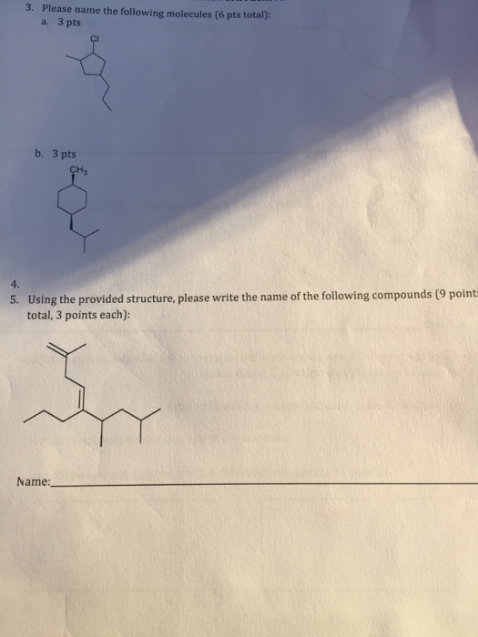 Solved Name the following molecules Using the provided | Chegg.com Solved Name the following molecules Using the provided | Chegg.com
