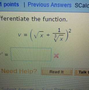 Solved Differentiate the function. V = (squareroot x + 1/3 | Chegg.com
