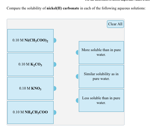 Solved Compare the solubility of nickel (II) carbonate in | Chegg.com