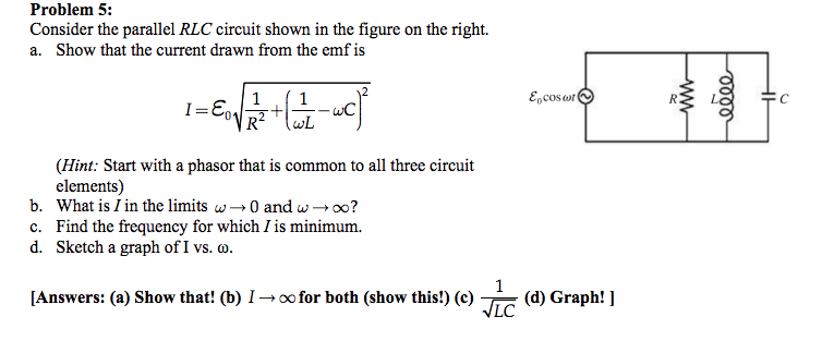 Solved Problem 5: Consider the parallel RLC circuit shown in | Chegg.com