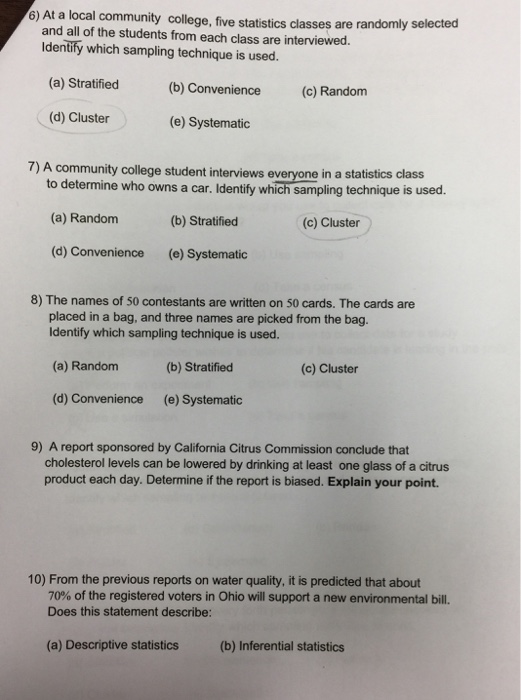 Solved At a local community college, five statistics classes | Chegg.com