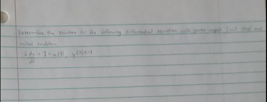 Solved Determine the solution for the following differential | Chegg.com