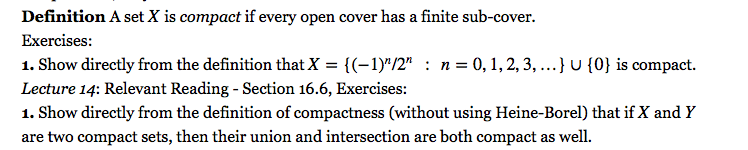 Solved Definition A set X is compact if every open cover has | Chegg.com