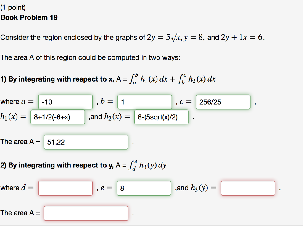 Solved (1 point) Book Problem 19 Consider the region | Chegg.com
