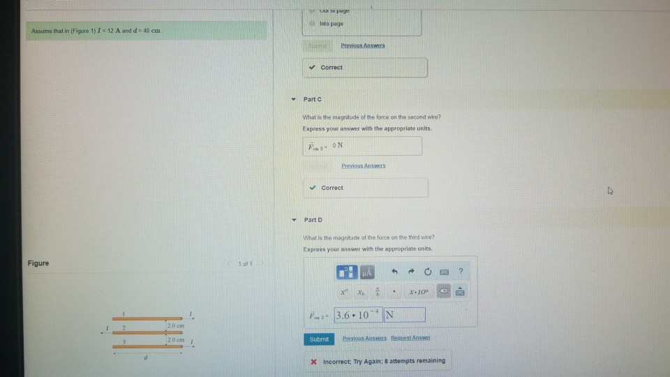 Solved Into page Assume that in (Figure 1)I 12 A and d 40 cm | Chegg.com