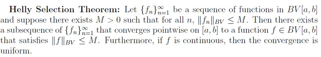 Solved Helly Selection Theorem: Let ( be a sequence of | Chegg.com