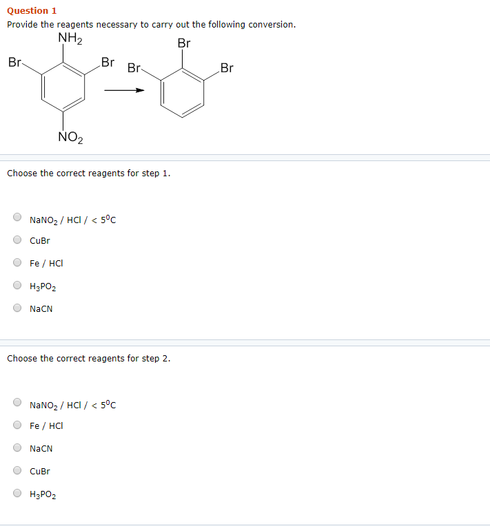 Solved Question1 Provide the reagents necessary to carry out | Chegg.com