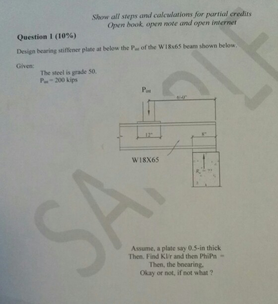 Show all steps and calculations for partial credits | Chegg.com