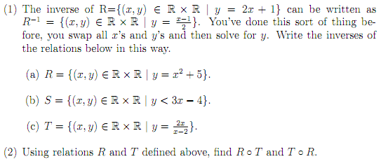 Solved: The Inverse Of R={(x, Y) R Times R | Y = 2x + 1} C... | Chegg.com