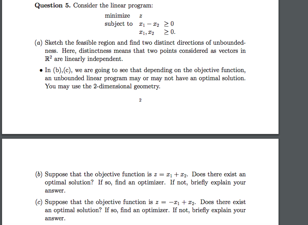Solved Consider the linear program: minimize z subject to | Chegg.com