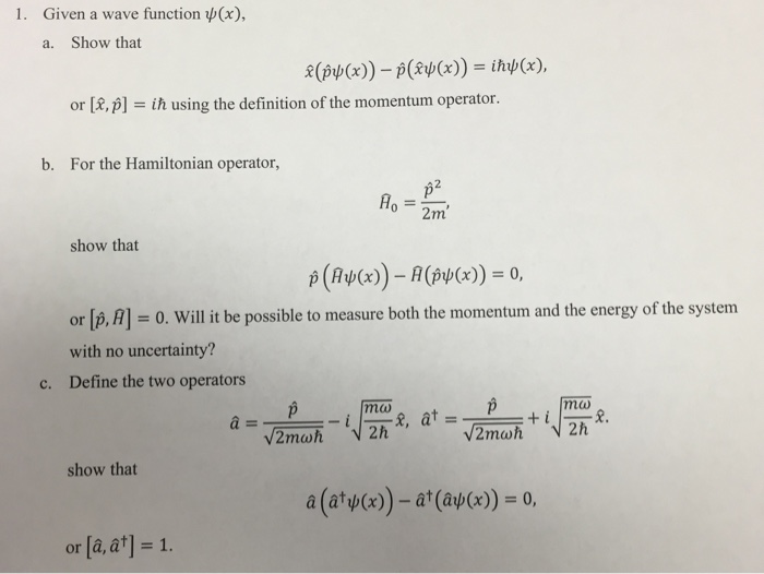 Solved Give A Wave Function Psi X Show That X P Psi X