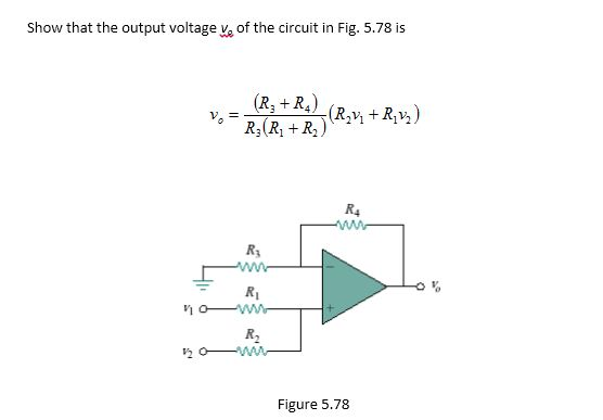 Solved Show that the output voltage vo of the circuit in | Chegg.com