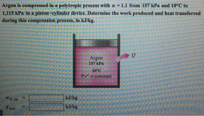 Solved Argon Is Compressed In A Polytropic Process With N