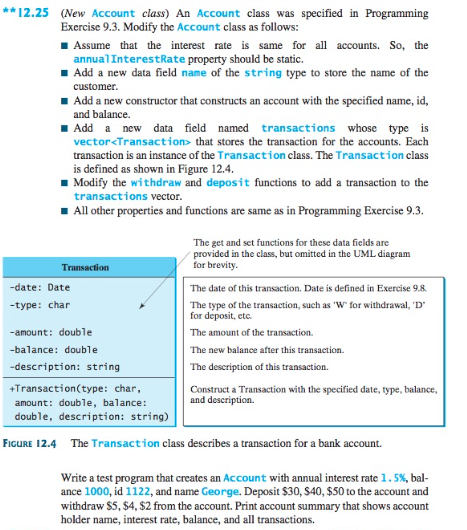 Solved 12.25 (New Account class) An Account class was | Chegg.com