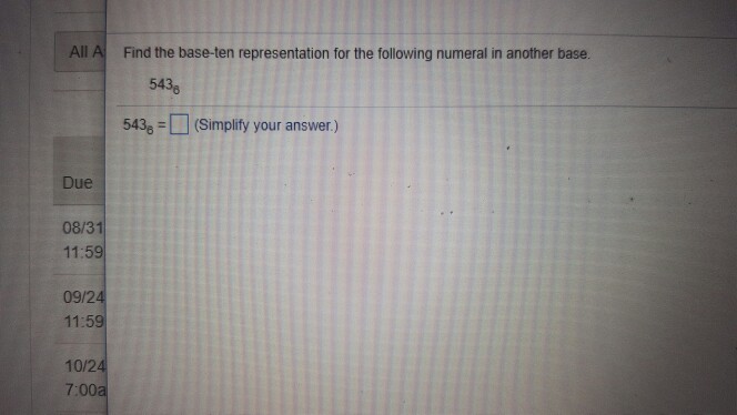 Solved All A Find the base-ten representation for the | Chegg.com