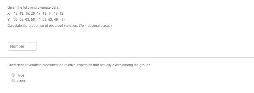 Solved Given the following bivariate data X [12, 18, 15, 20, | Chegg.com