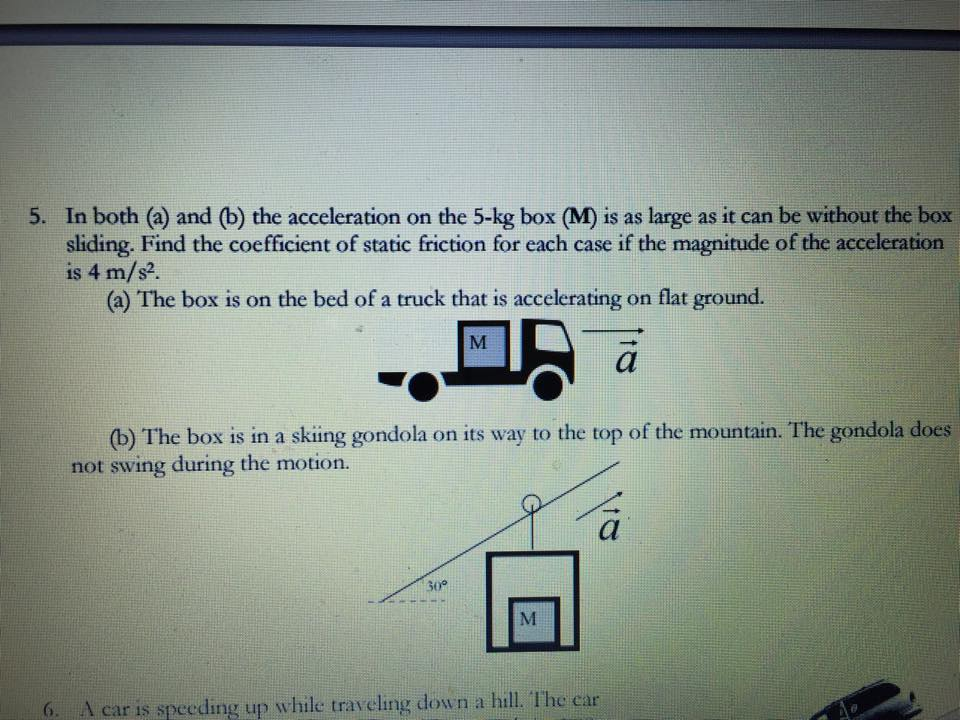 Solved In both (a) and (b) the acceleration on the 5-kg box | Chegg.com